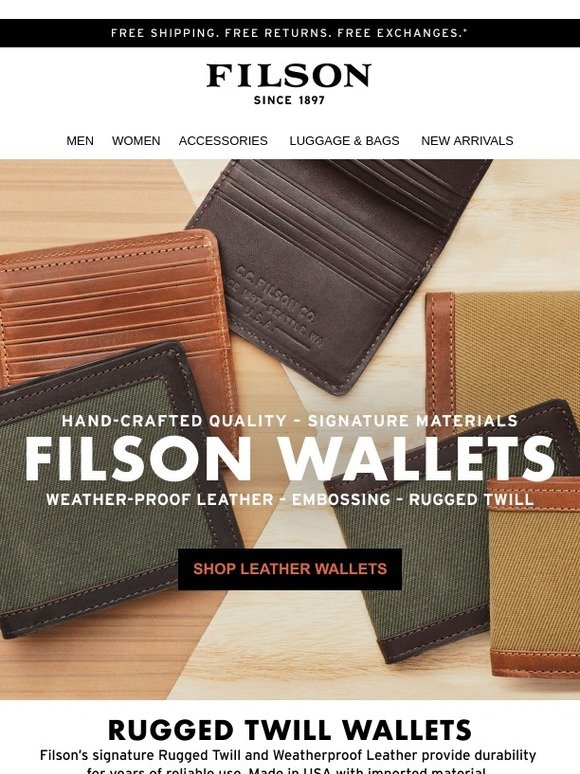 Filson: Personalized Leather Wallets & Belts – Monogram Embossing | Milled