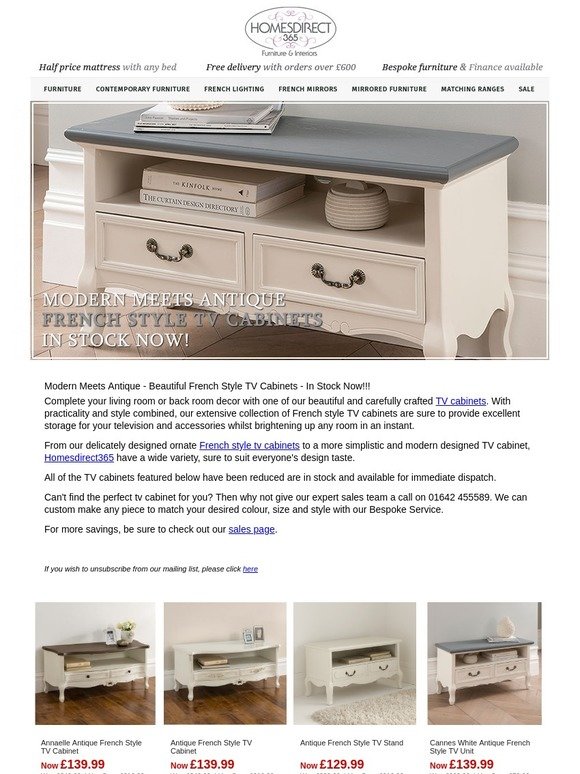 Homes Direct: Modern Meets Antique - Beautiful French Style TV Cabinets ...