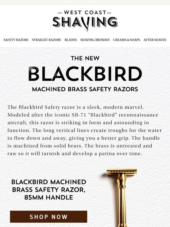 West Coast Shaving: New from Blackbird: machined brass safety razors ...