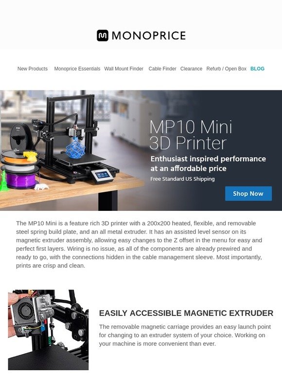 Monoprice: Meet the MP10 Mini: Enthusiast Inspired 3D Printer at an ...