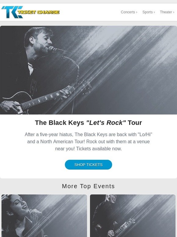 Ticket Charge: On Sale Now: The Black Keys, Ariana Grande, Metallica ...