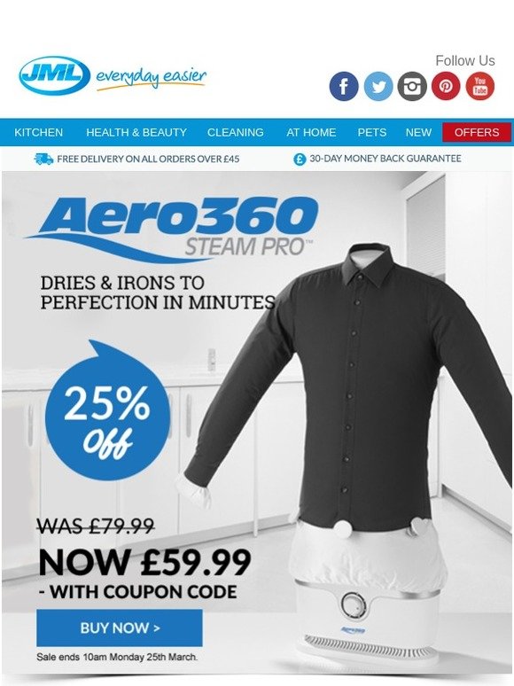 JML: It’s BACK! Save £20 on Aero 360 | Milled