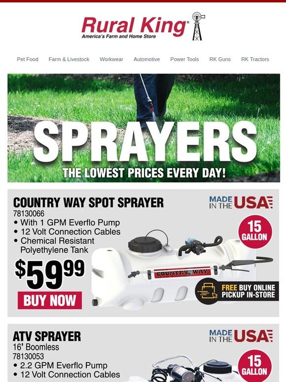 Rural King: We Are Your Sprayer Headquarters! | Milled