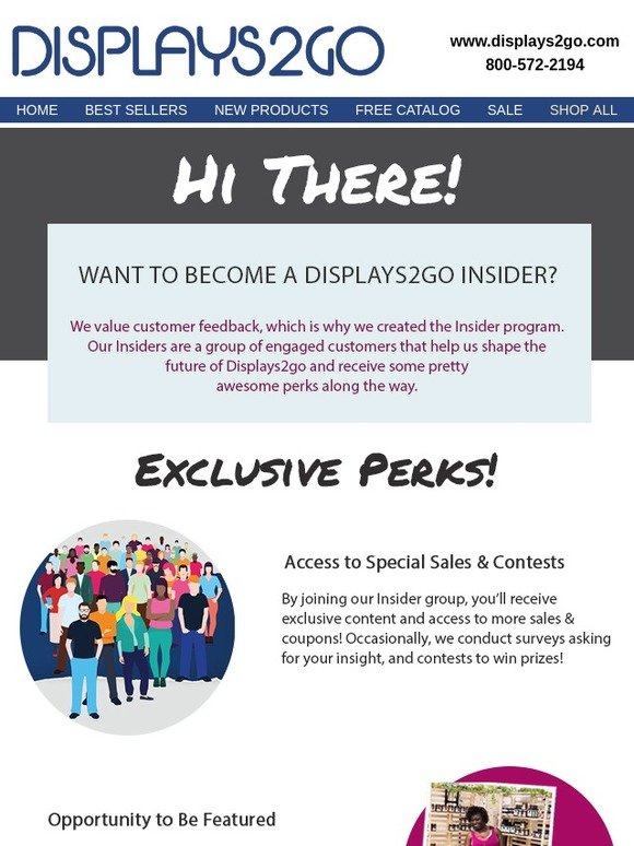 Displays2go: Join the Displays2go Insiders Group! | Milled