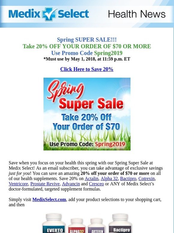 Medix Select: Spring Super Sale – Save 20% Now at Medix Select | Milled