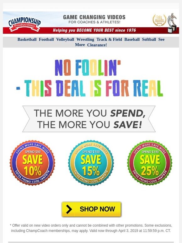 Championship Productions: No Foolin': Our April Fools' Day Sale is Here ...