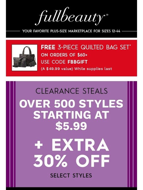 Fullbeauty: !!! CLEARANCE STEALS Starting at $5.99 !!! + Free Gift | Milled