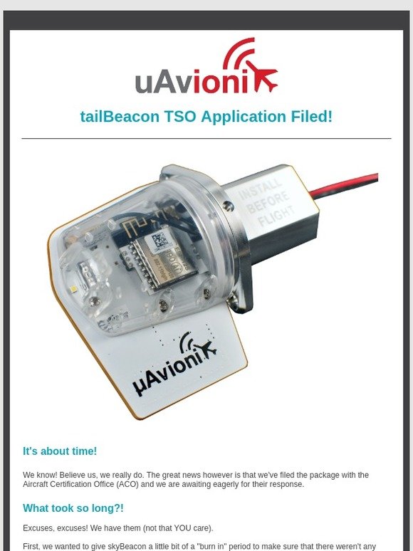 uAvionix: Certification Update - tailBeacon and skyLight | Milled