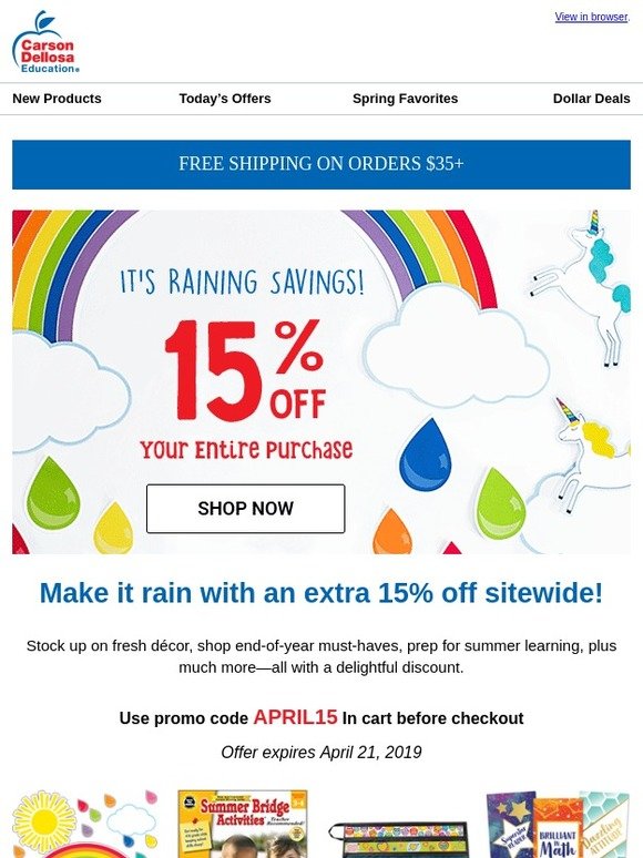 Carson-Dellosa Education: April Showers Bring Sweet Savings | Milled