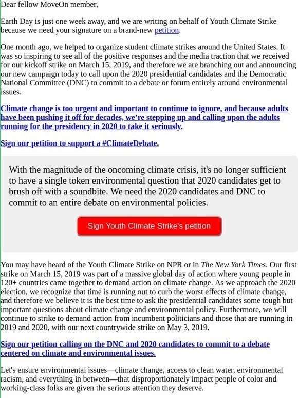 MoveOn: Sign the petition re: climate change | Milled