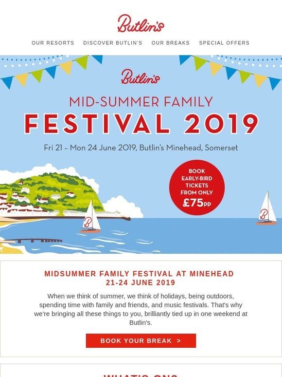 Butlins: 🎪 Family Festival tickets on sale NOW! 🎵 | Milled