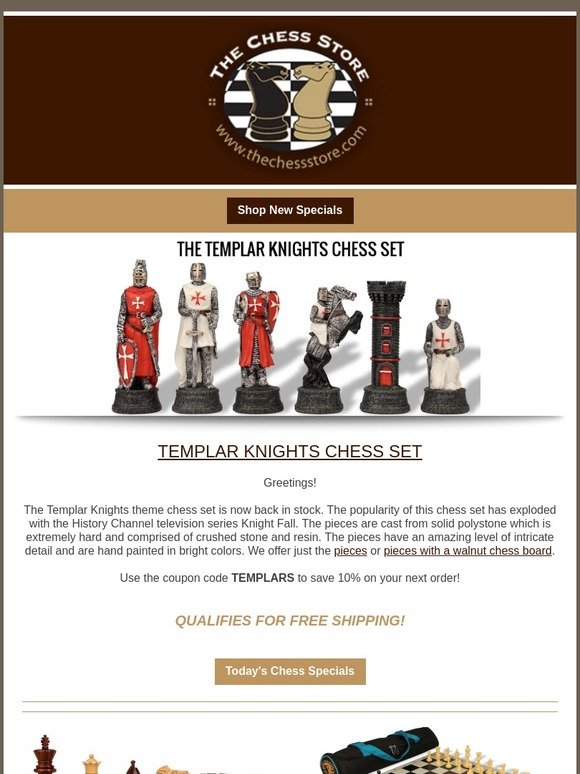 The Chess Store: Templar Knights Chess Set Back in Stock | Milled