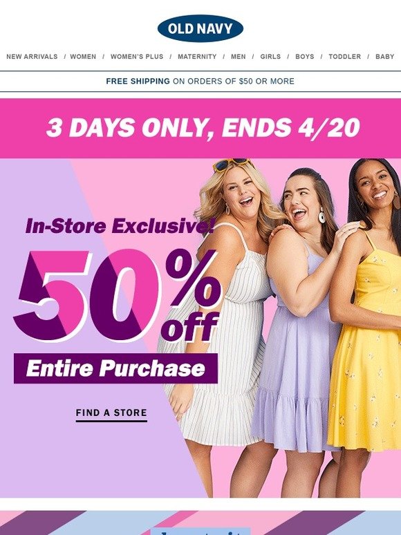Old Navy: 💐👗 $12 dresses + 50% OFF your ENTIRE purchase — the hunt for your Easter 'fit is on ...
