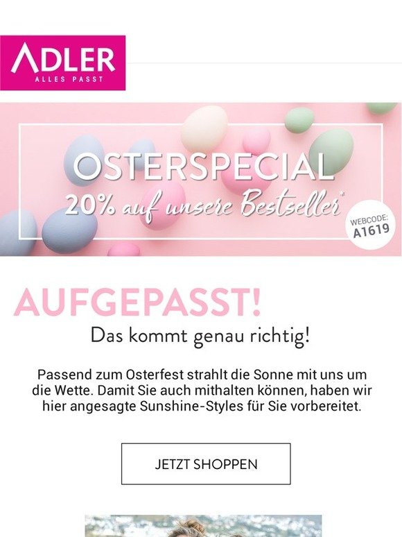 Adler Moden: 20% auf unsere Bestseller - nur noch bis Ostermontag! | Milled