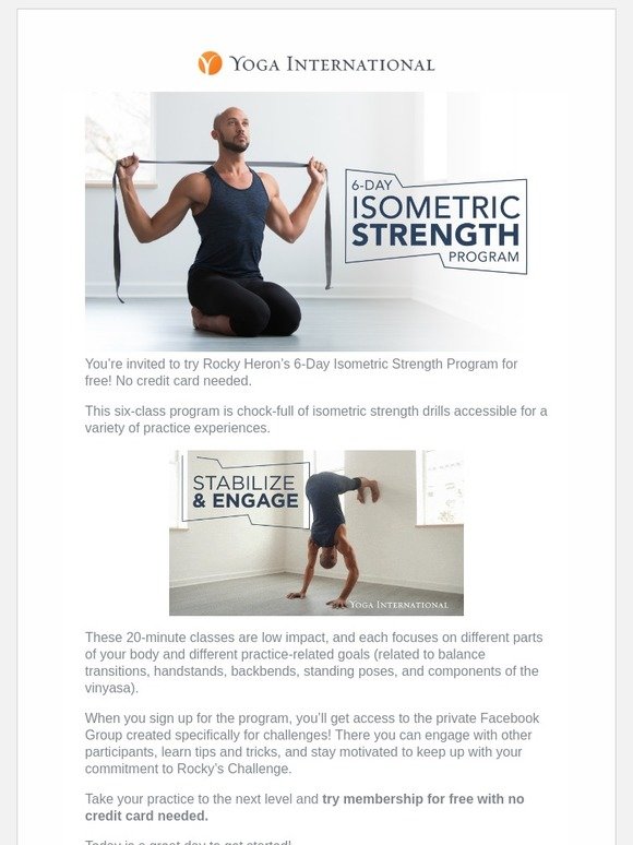 Yoga International: You’re Invited: 6-Day Isometric Strength Program | Milled