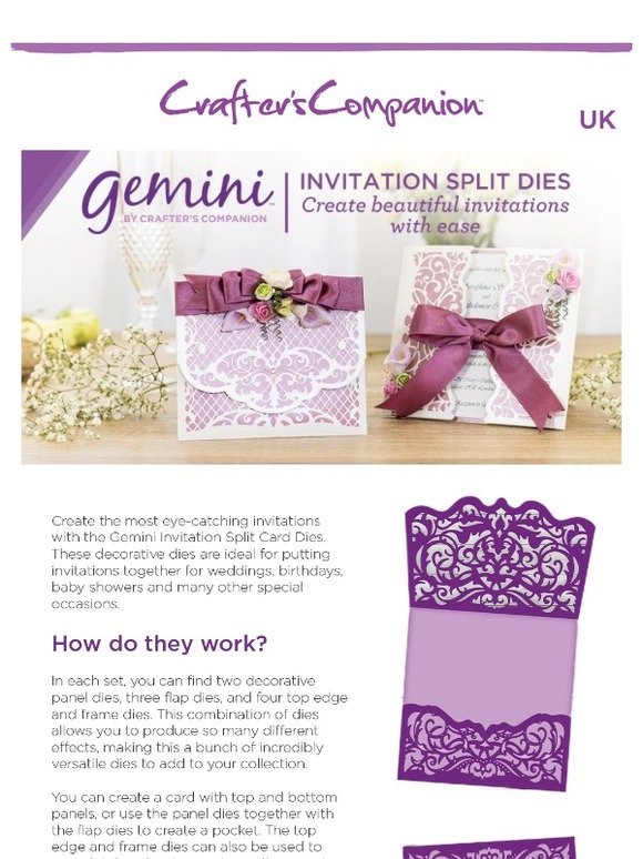 Crafter's Companion: All new Gemini Invitation Split Card Dies! | Milled