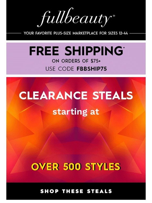 Fullbeauty: Shop CLEARANCE STEALS By Size Starting at $5.99! | Milled