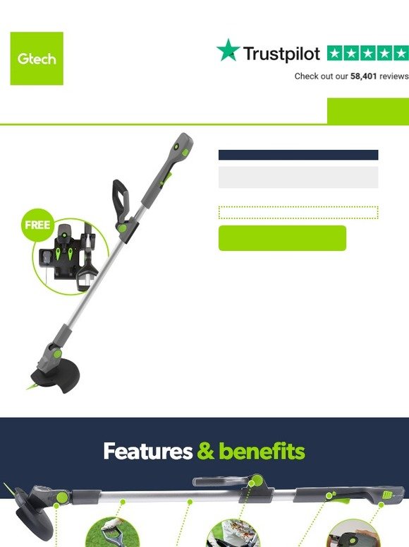 Gtech: £30 off Cordless Grass Trimmer, plus FREE Garden Rack | Milled