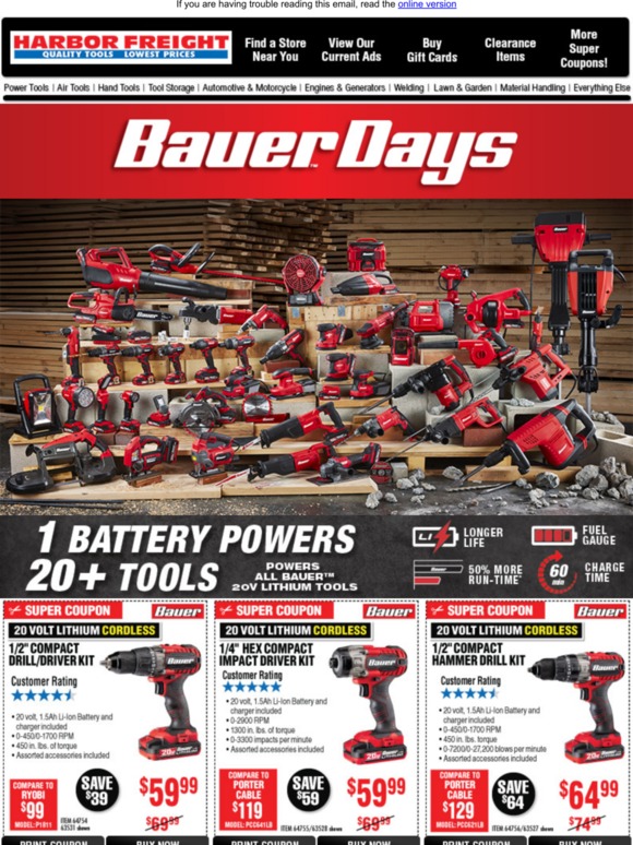 Harbor Freight: Bauer Days Going On Now | Milled