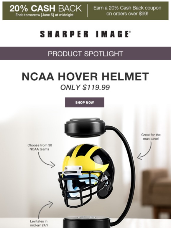 Sharper Image: Product Spotlight: NCAA Hover Helmet 🏈 | Milled