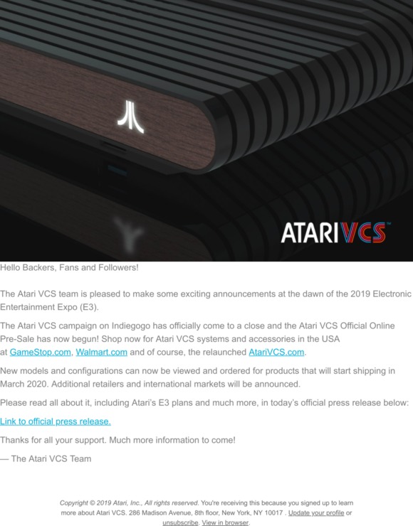 Atari: Atari VCS Update: Atari Announces the Next Exciting Chapter ...