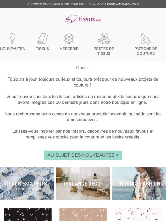 Tissus.net: Découvrir les nouveautés aux meilleurs prix ! | Milled