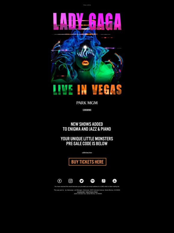 Lady Gaga: YOUR UNIQUE CODE IS ENCLOSED | Milled