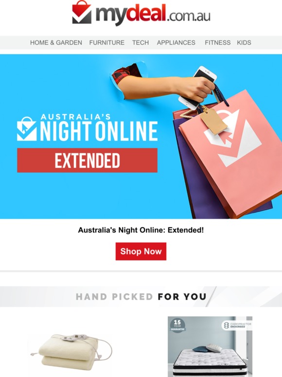 MyDeal: 📣 Australia's Night Online Extended For Tonight Only! Hurry, While Stocks Last | Milled