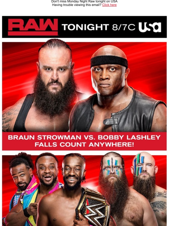 WWE Shop: Braun Strowman vs. Bobby Lashley Tonight on Raw 8/7c | Milled