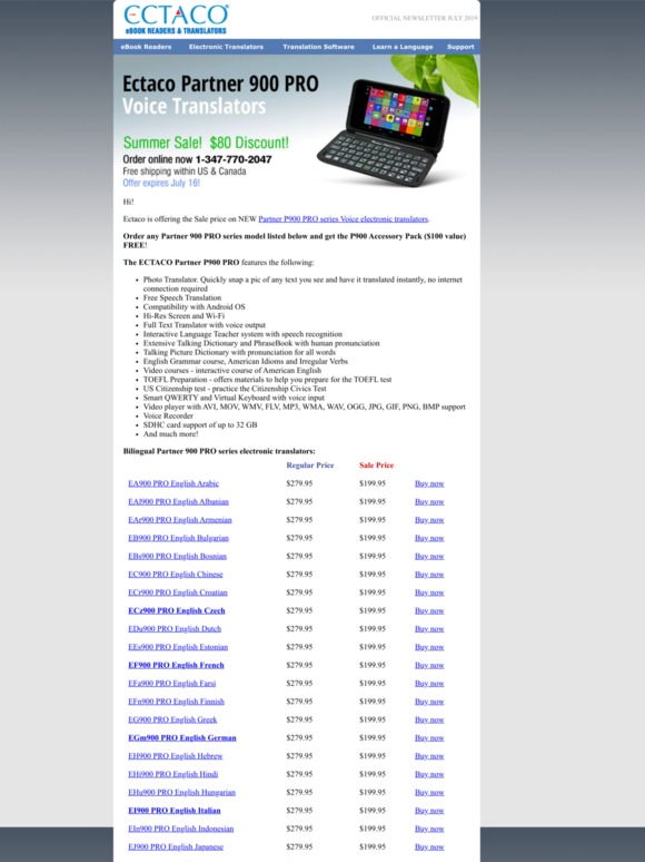 ECTACO: USD80 OFF Bilingual Ectaco P900 PRO Voice Translator | Milled