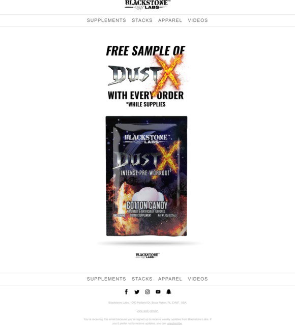 Blackstone Labs: FREE Dust X Sample Inside | Milled
