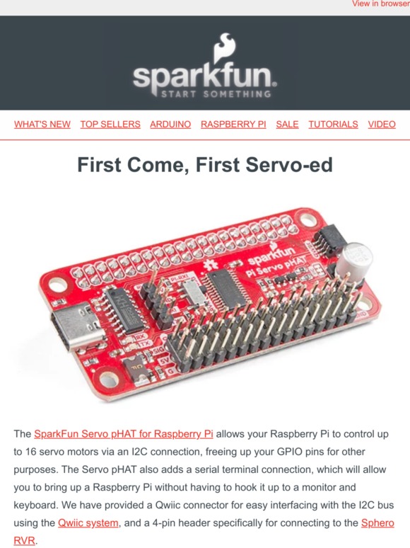 SparkFun: Using servos with Raspberry Pi is easier than ever | Milled