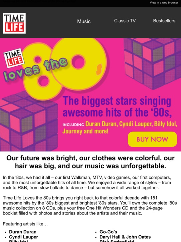 TimeLife: BRAND NEW: Time Life Loves The '80s | Milled