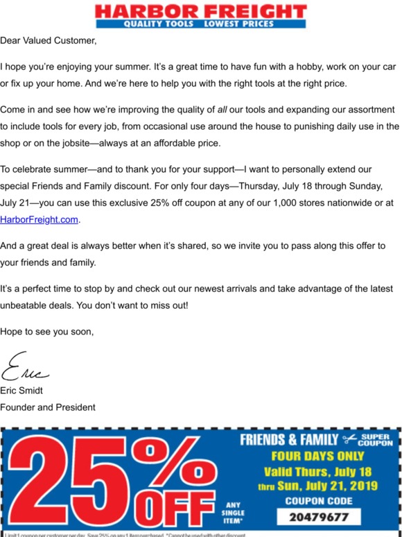 Harbor Freight: Thank You | Milled