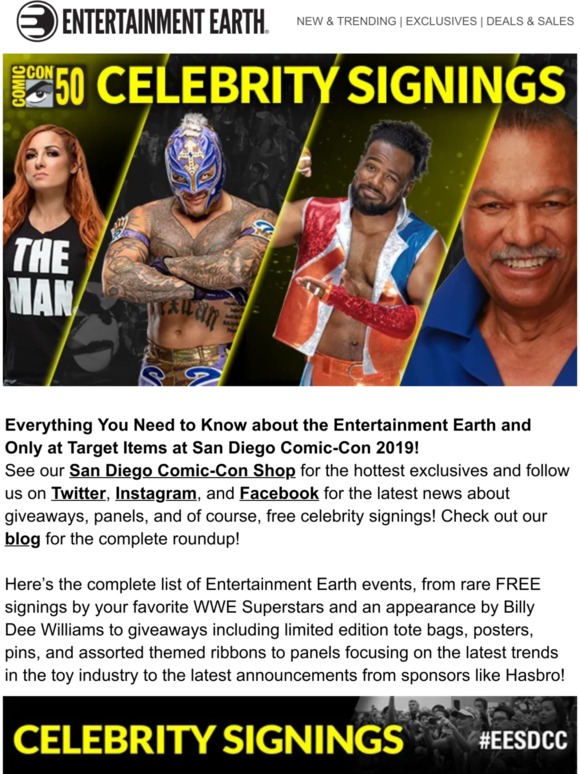 Entertainment Earth: San Diego Comic-Con Celebrity Signings and Panels ...