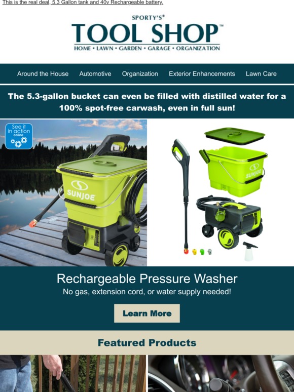 Sporty's Tool Shop: [THE ONLY] 100% Portable Pressure Washer | Milled