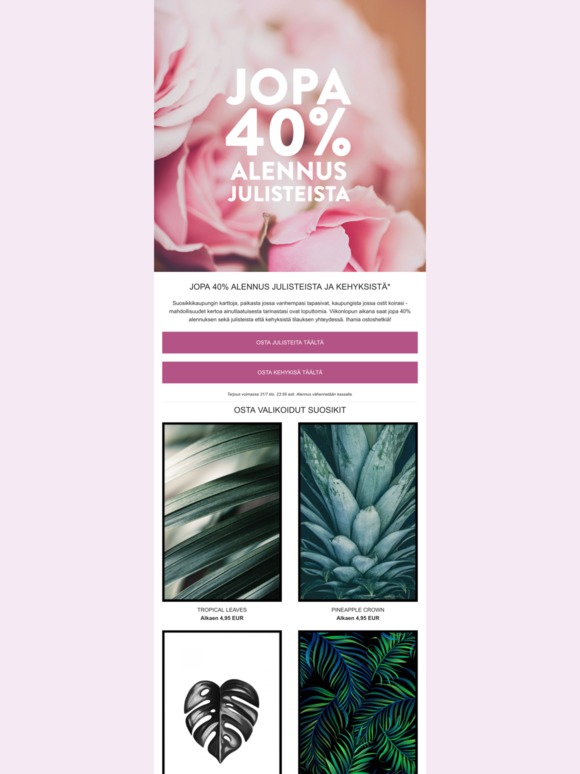 Artiks: KESÄALE: Jopa 40% alennus valituista julisteista ja kehyksistä ...
