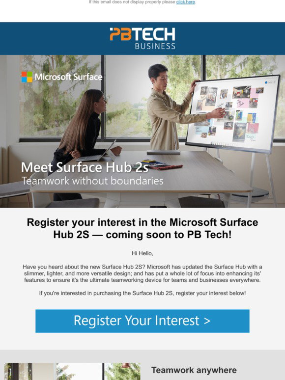 PB Tech: Register your interest in Microsoft Surface Hub 2S! | Milled