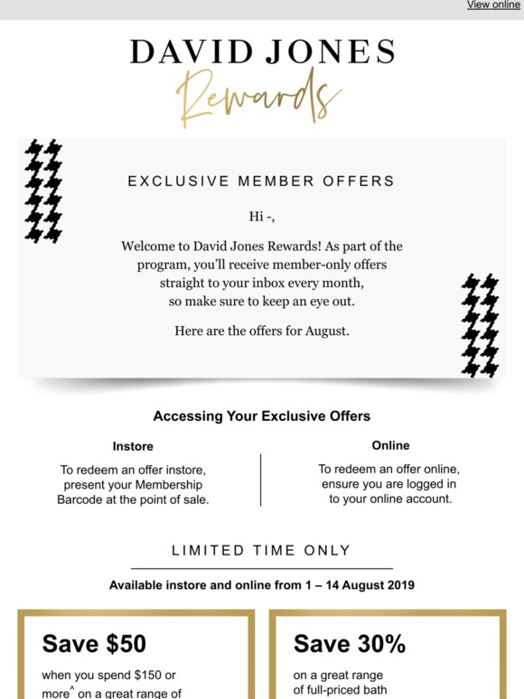 David Jones: -enjoy your first David Jones Rewards offers | Milled