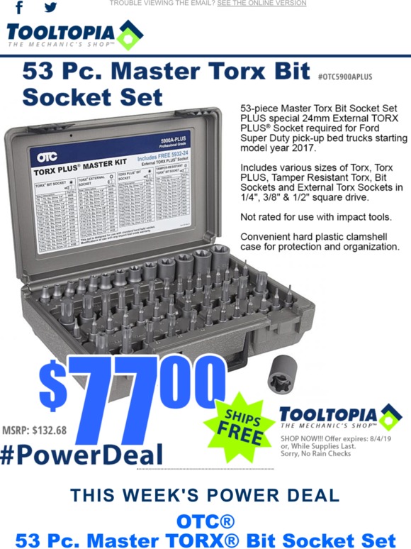 ToolTopia: #ToolDeal! 🔷 OTC® 53 Pc. Master TORX® Bit Socket Set plus ...
