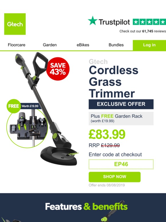 Gtech: Save 43% off the Gtech Cordless Grass Trimmer | Milled