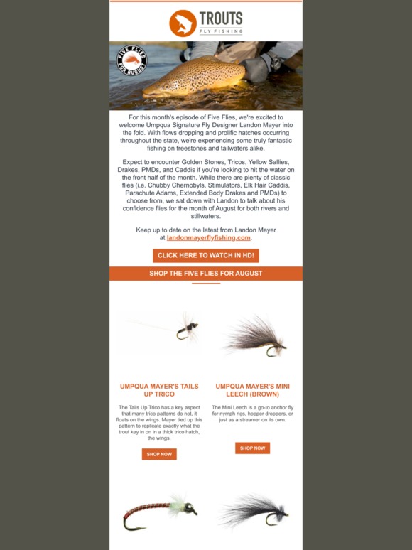 Trouts Fly Fishing: WATCH - Five Flies for August 2019 - with Landon ...