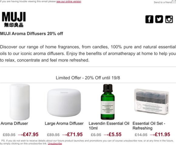 MUJI: MUJI Aroma Diffusers 20% off | Milled