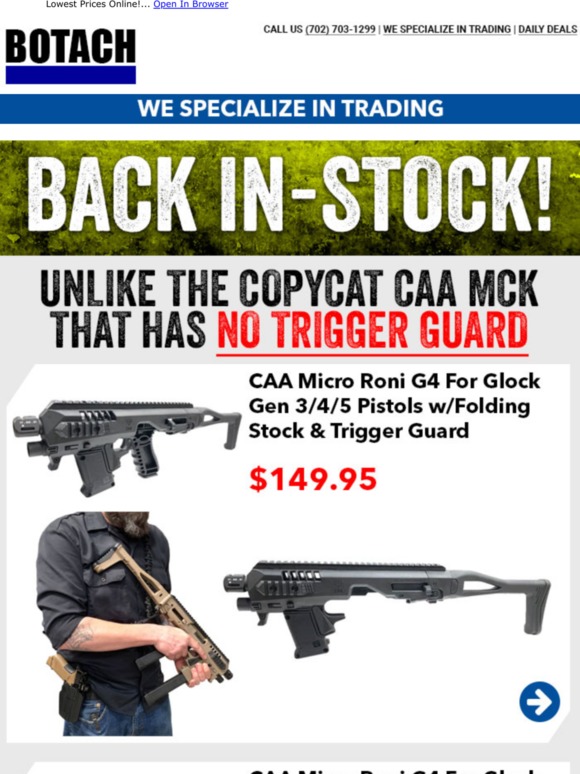 Botach Tactical: CAA Micro Roni G4 For Glock Gen 3/4/5 Pistols | Milled