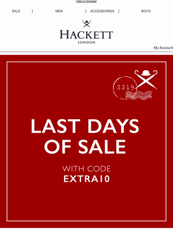 Hackett London: Extra 10% off Sale - Final Days | Milled