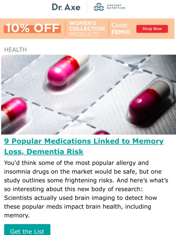Dr. Axe: 9 Popular Medications Linked to Memory Loss, Dementia Risk ...