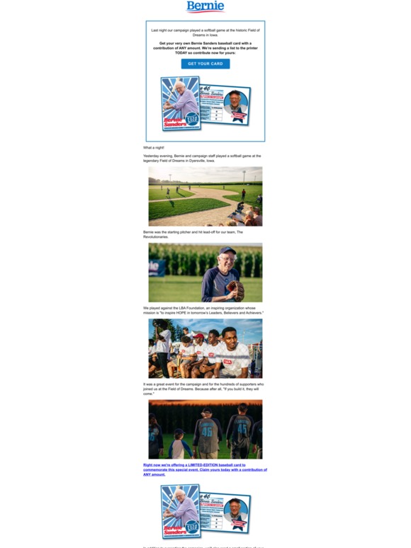 Bernie Sanders: Your Bernie baseball card is here: | Milled