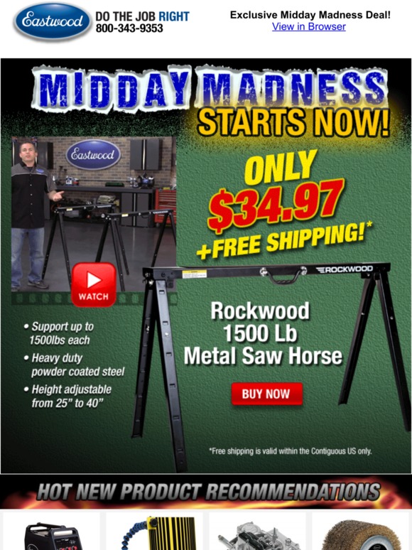 Eastwood: MIDDAY MADNESS! Rockwood 1500 LB Saw Horse! | Milled