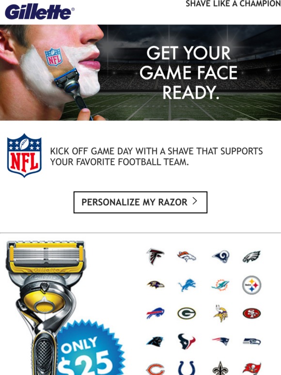 Fanatics: Introducing: Gillette NFL Personalized Razors | Milled