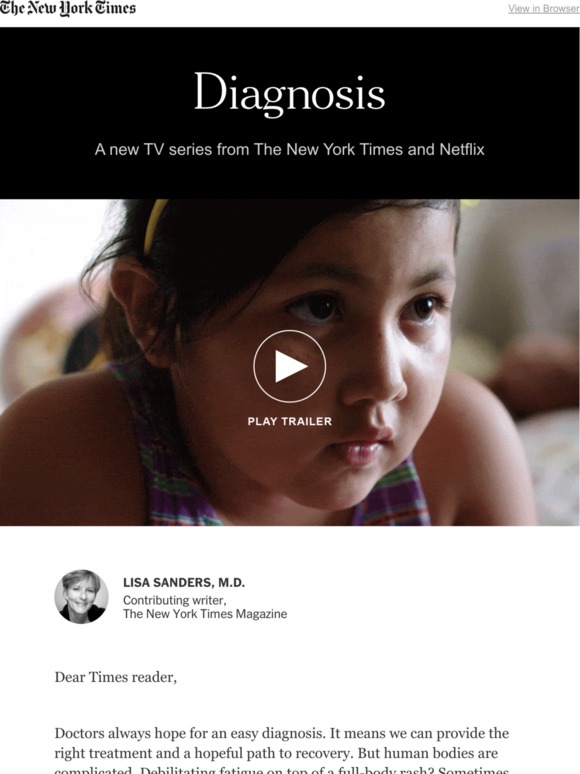 The New York Times Store: Introducing "Diagnosis," our new Netflix series | Milled